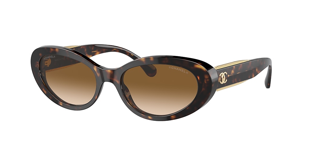 Chanel Oval Sunglasses CH5515 54 Brown & Dark Havana Sunglasses ...