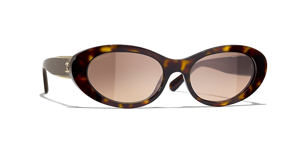 Chanel Oval Sunglasses CH5515 54 (Brown - Dark Havana) with United Kingdom lenses and {7} frame ...