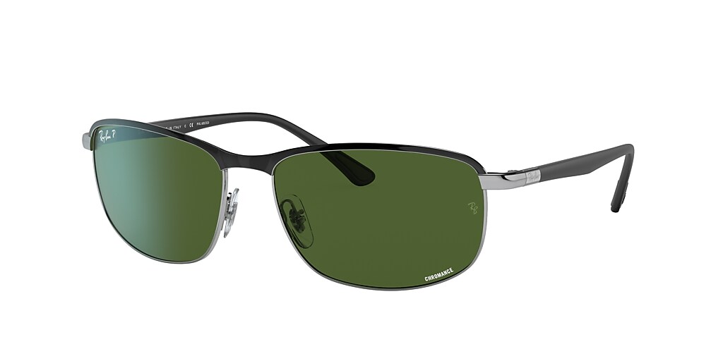 Ray-Ban RB3671CH Chromance 60 Dark Green & Black On Silver Polarized ...