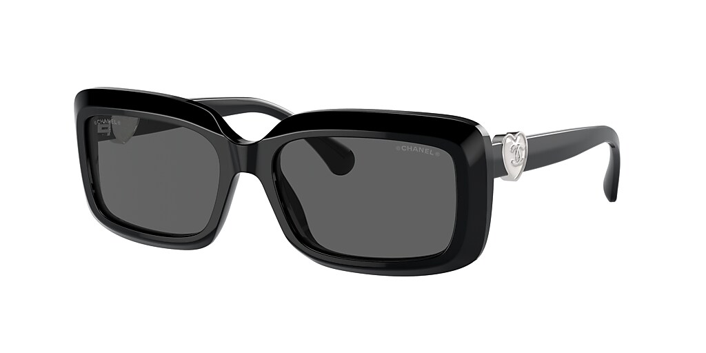 Chanel Rectangle Sunglasses CH5520 56 Grey & Black Sunglasses | Sunglass Hut Australia