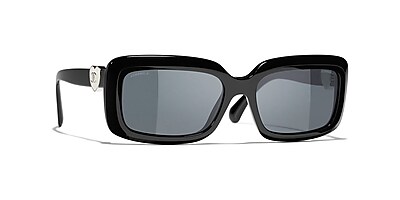 Chanel Rectangle Sunglasses CH5520 56 Grey & Black Sunglasses | Sunglass Hut Australia