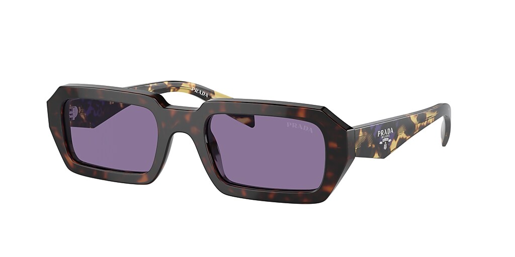 Prada PR A12S 52 Violet Mirror Silver Internal & Havana Sunglasses ...