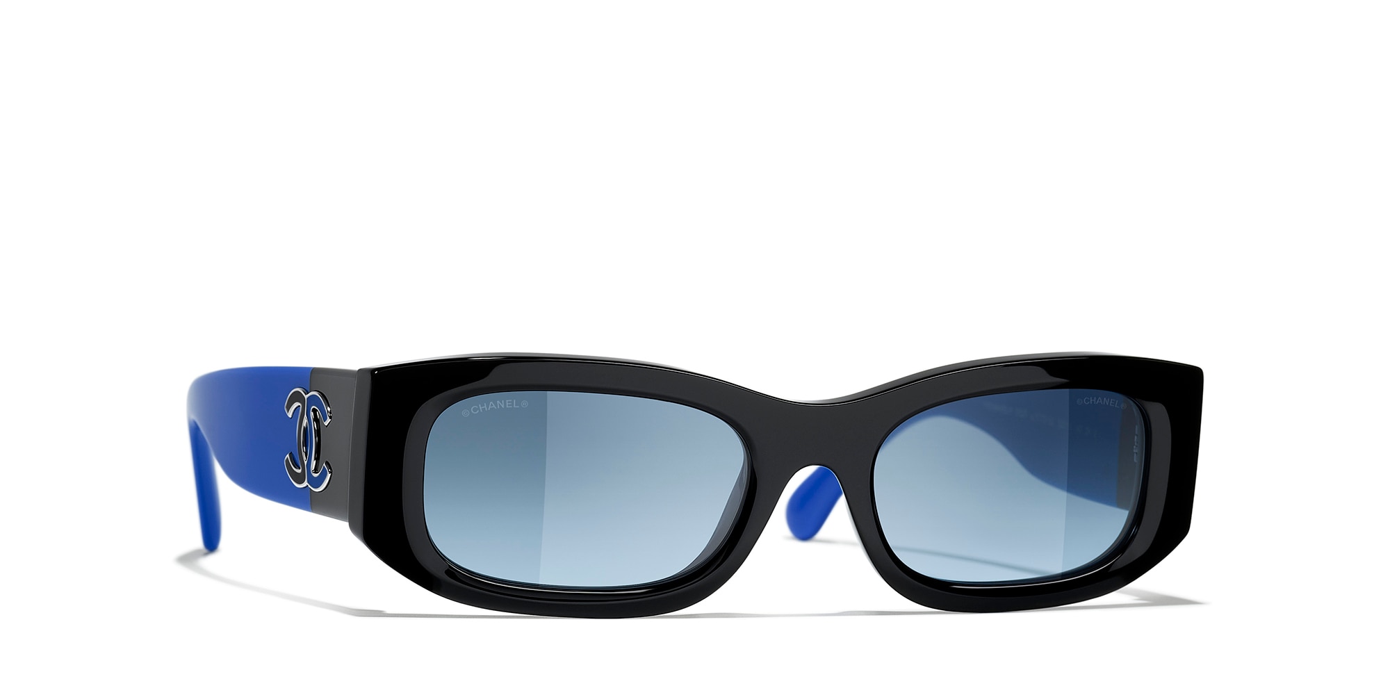 Chanel Rectangle Sunglasses CH5525 M (52 - 19) with Blue lenses and ...