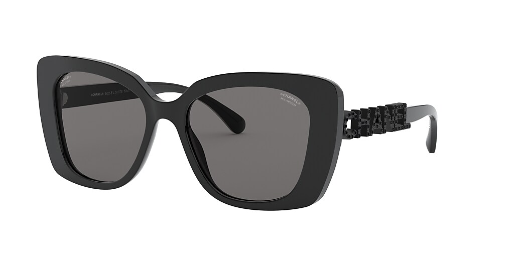 Chanel Square Sunglasses CH5422B 53 Grey & Black Polarised Sunglasses ...