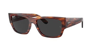 Ray-Ban RB0947S Carlos 56 Black & Striped Havana Polarized Sunglasses ...