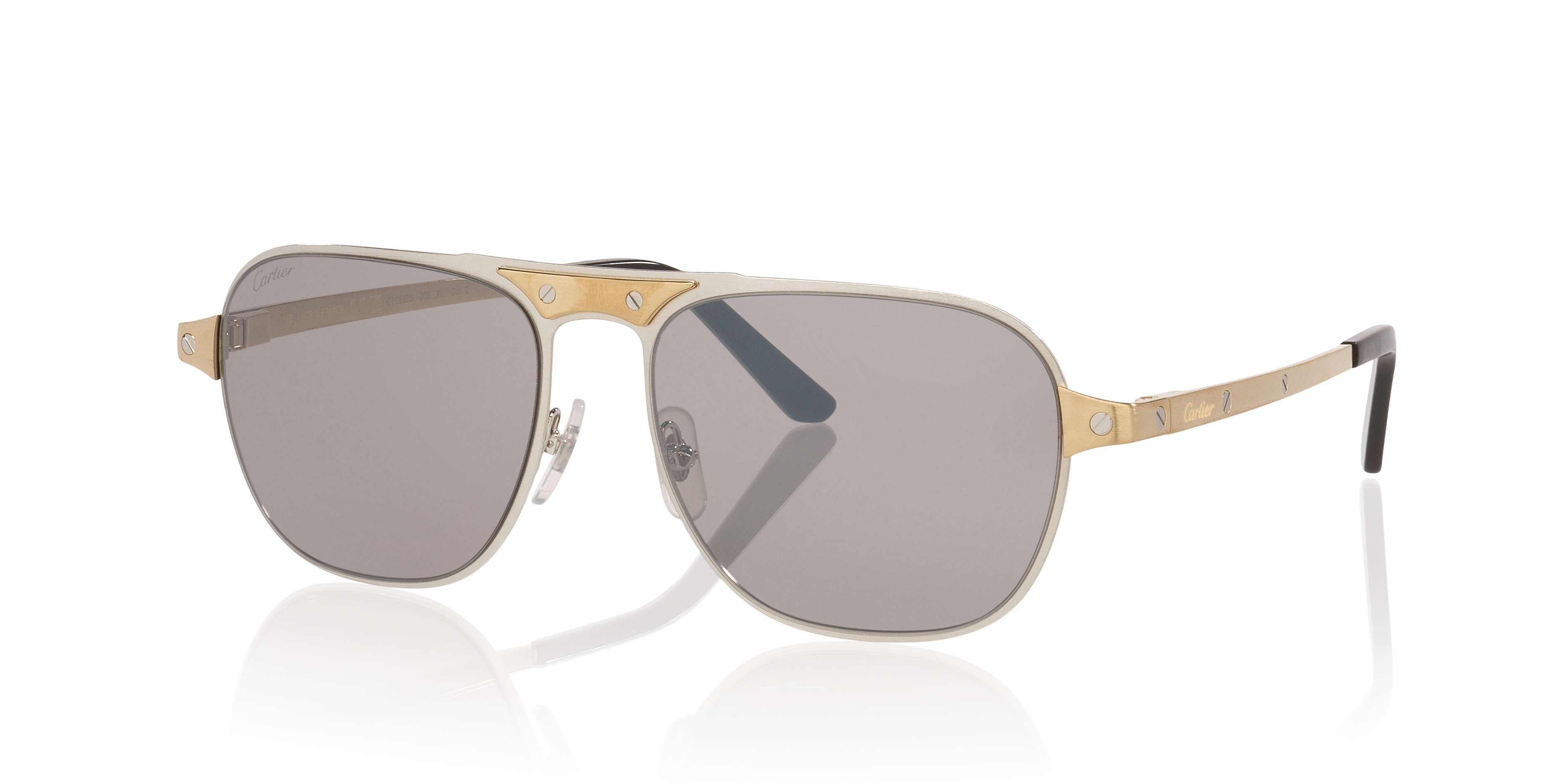 Cartier CT0532S L (58 - 17) with Silver lenses and Silver frame ...