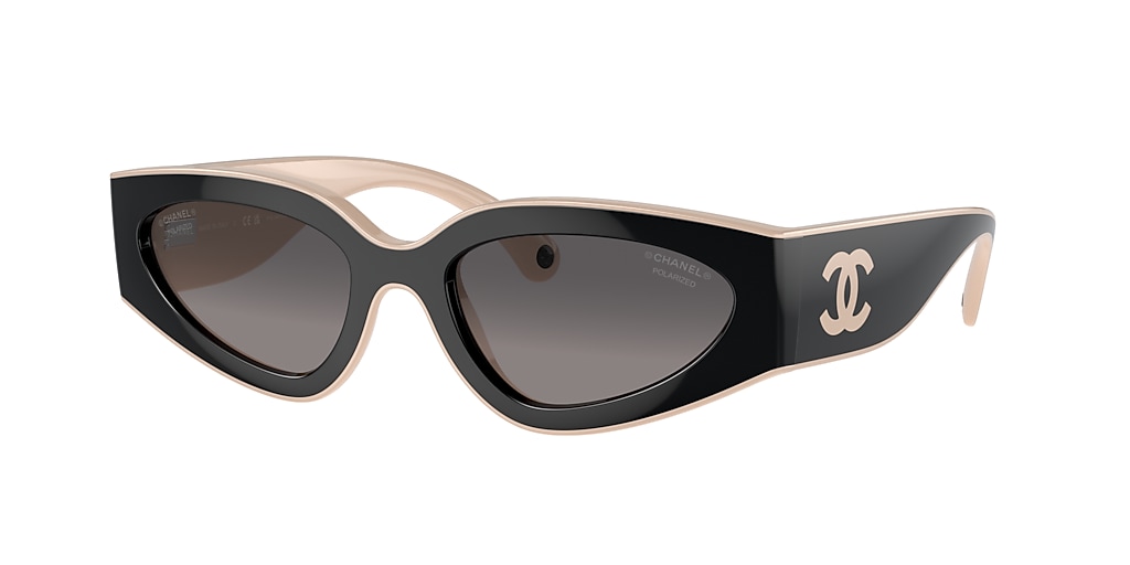 Chanel CH6056 54 Gradient Grey Polarized & Black/Beige Polarised Sunglasses | Sunglass Hut Australia