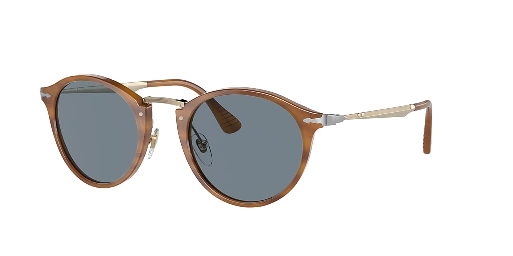 Persol PO3166S 51 Light Blue & Striped Brown Sunglasses | Sunglass Hut USA