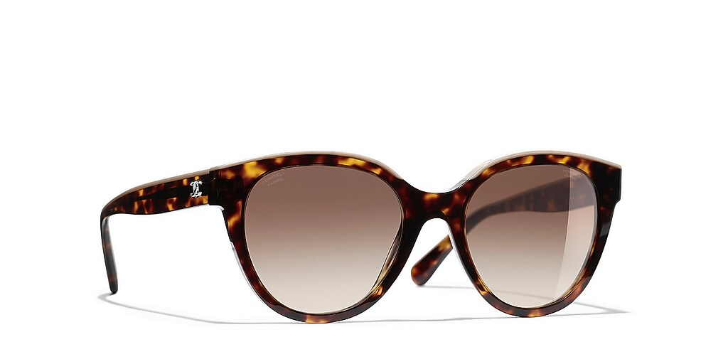 Chanel Butterfly Sunglasses CH5414 54 Brown & Dark Tortoise & Beige Polarised Sunglasses ...
