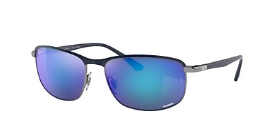 Ray-Ban RB3671CH Chromance 60 Grey/Blue & Blue On Gunmetal Polarized ...