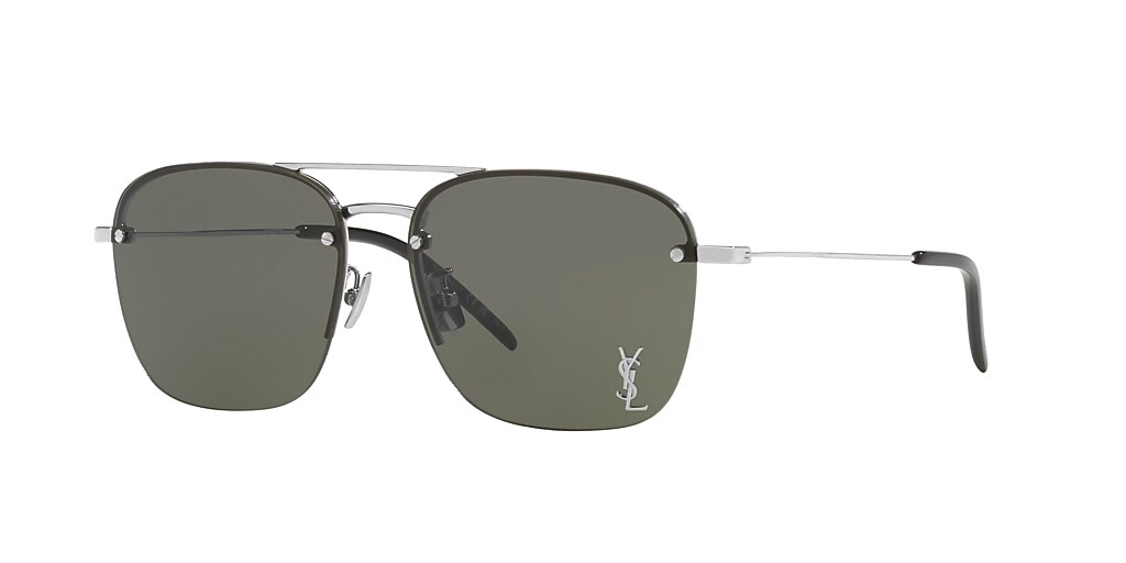 Saint Laurent SL 309 M 59 Grey & Silver Shiny Sunglasses | Sunglass Hut USA