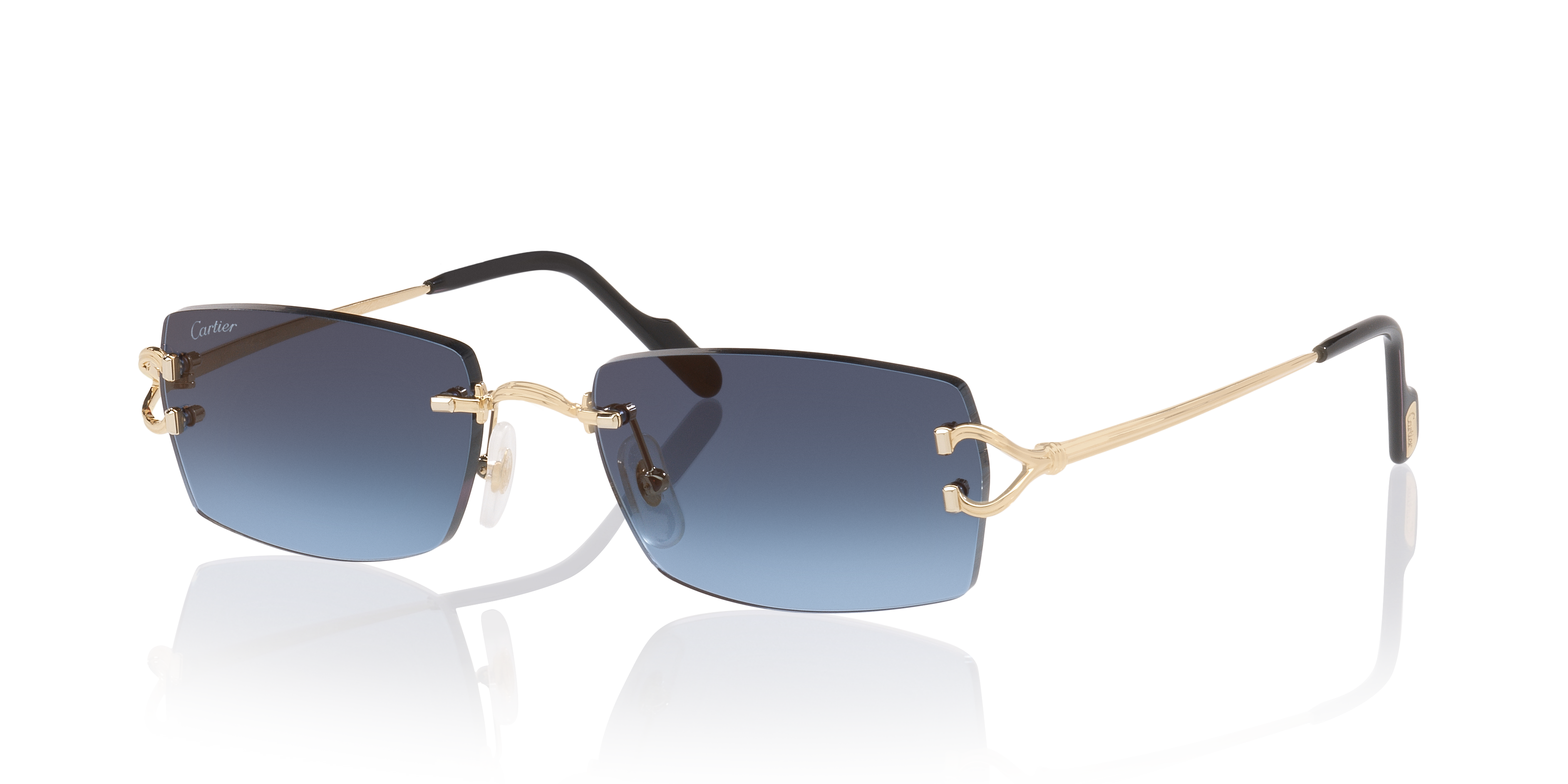Cartier CT0550S L (56 - 18) avec Verres Bleu et Monture Or | Sunglass Hut®