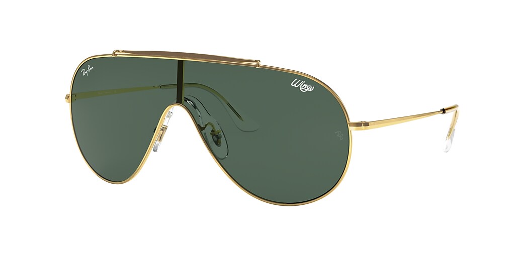 Ray-Ban RB3597 Wings 01 Dark Green & Arista Gold Sunglasses | Sunglass ...