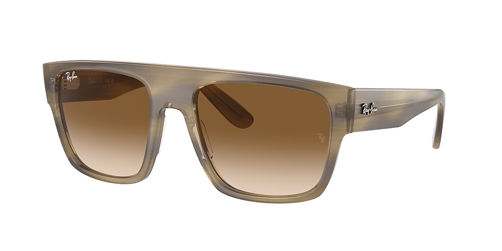 Ray-Ban RB0360S Drifter 57 Clear & Brown & Striped Green Sunglasses ...