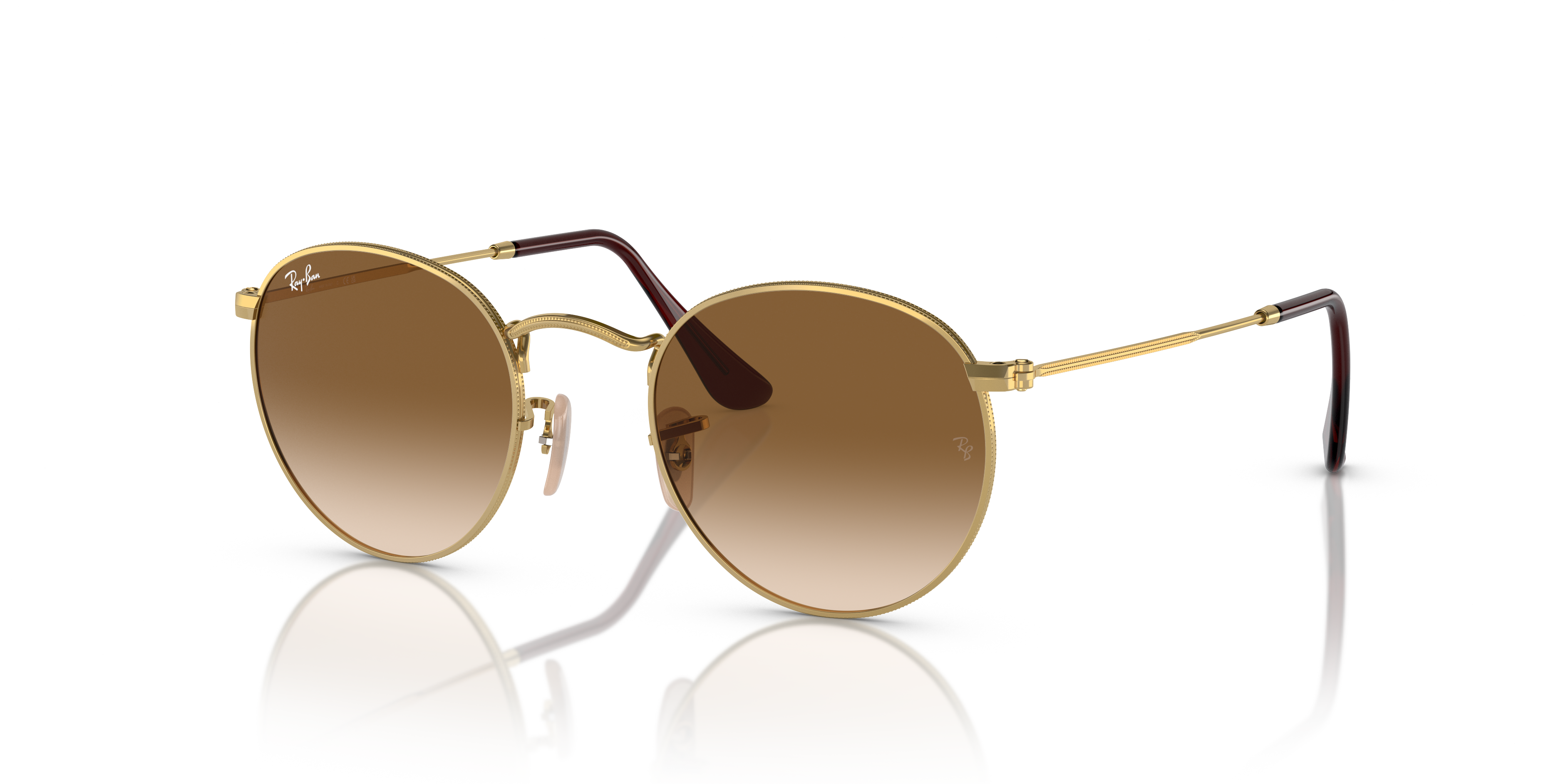 Ray-Ban RB3447 Round Metal XS (47 - 21) with Brown lenses and Gold ...
