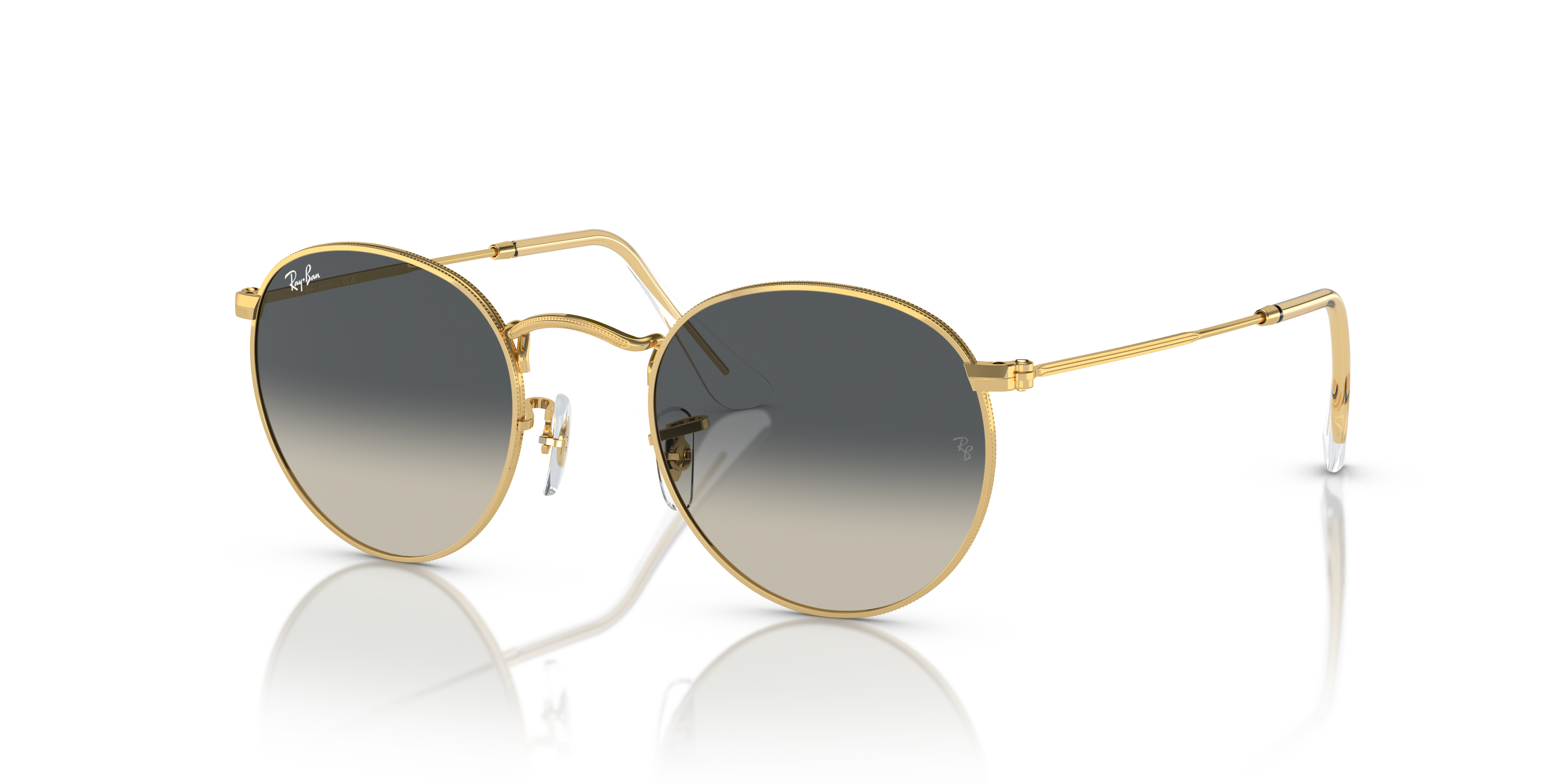 Ray-Ban RB3447 Round Metal S (50 - 21) with Grey lenses and Gold frame ...