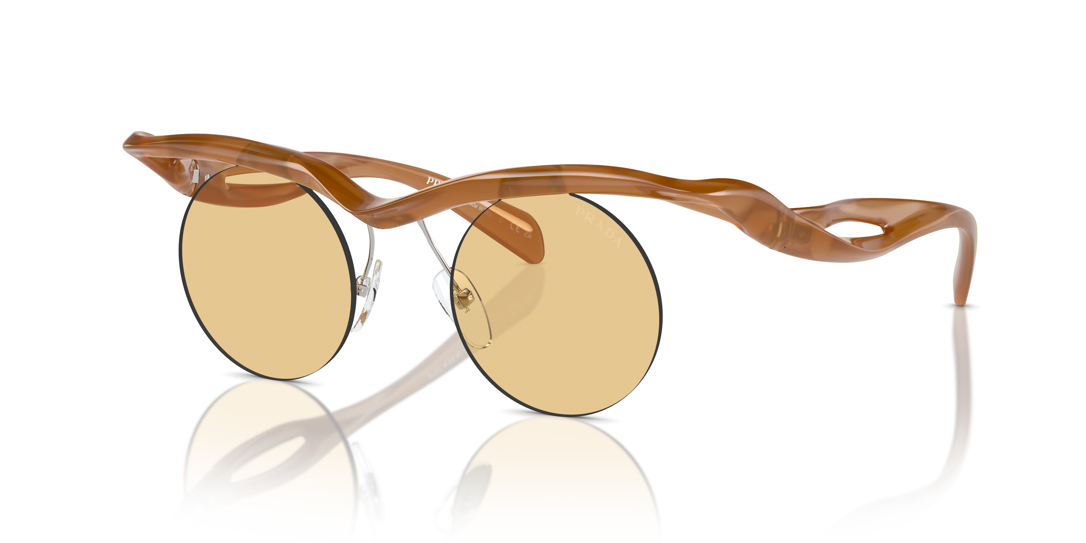 Prada PR A24S L (43 - 22) with Yellow lenses and Brown frame | Sunglass ...