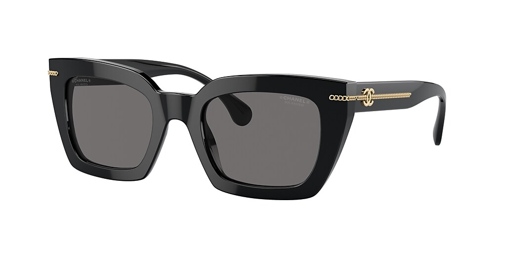 Chanel Square Sunglasses CH5509 51 Gray & Black Polarised Sunglasses ...