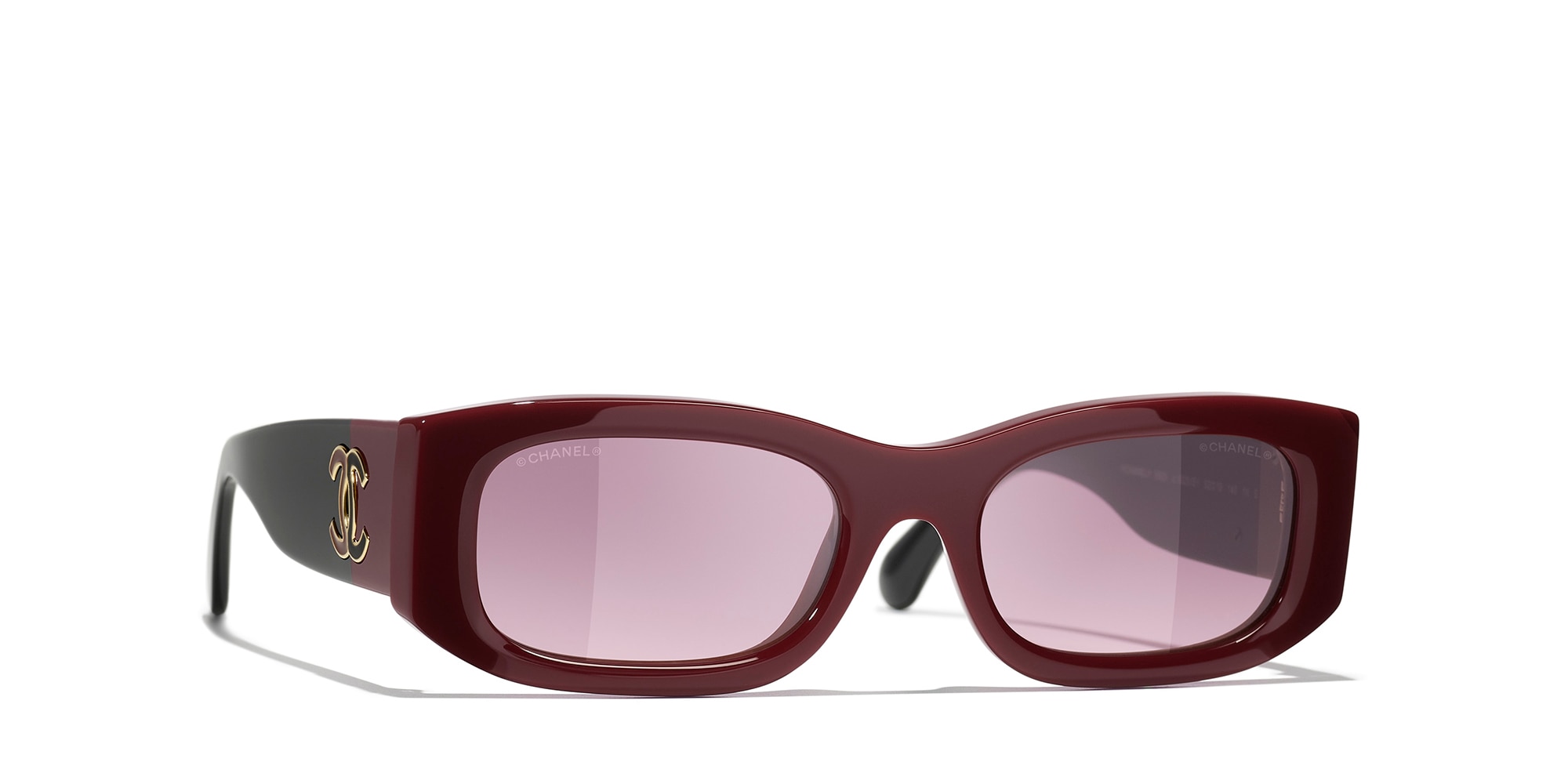 Chanel Rectangle Sunglasses CH5525 M (52 - 19) with Red lenses and Red ...