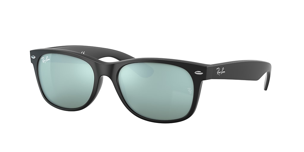 Ray-Ban RB2132 New Wayfarer Flash 55 Silver Flash & Black Sunglasses ...