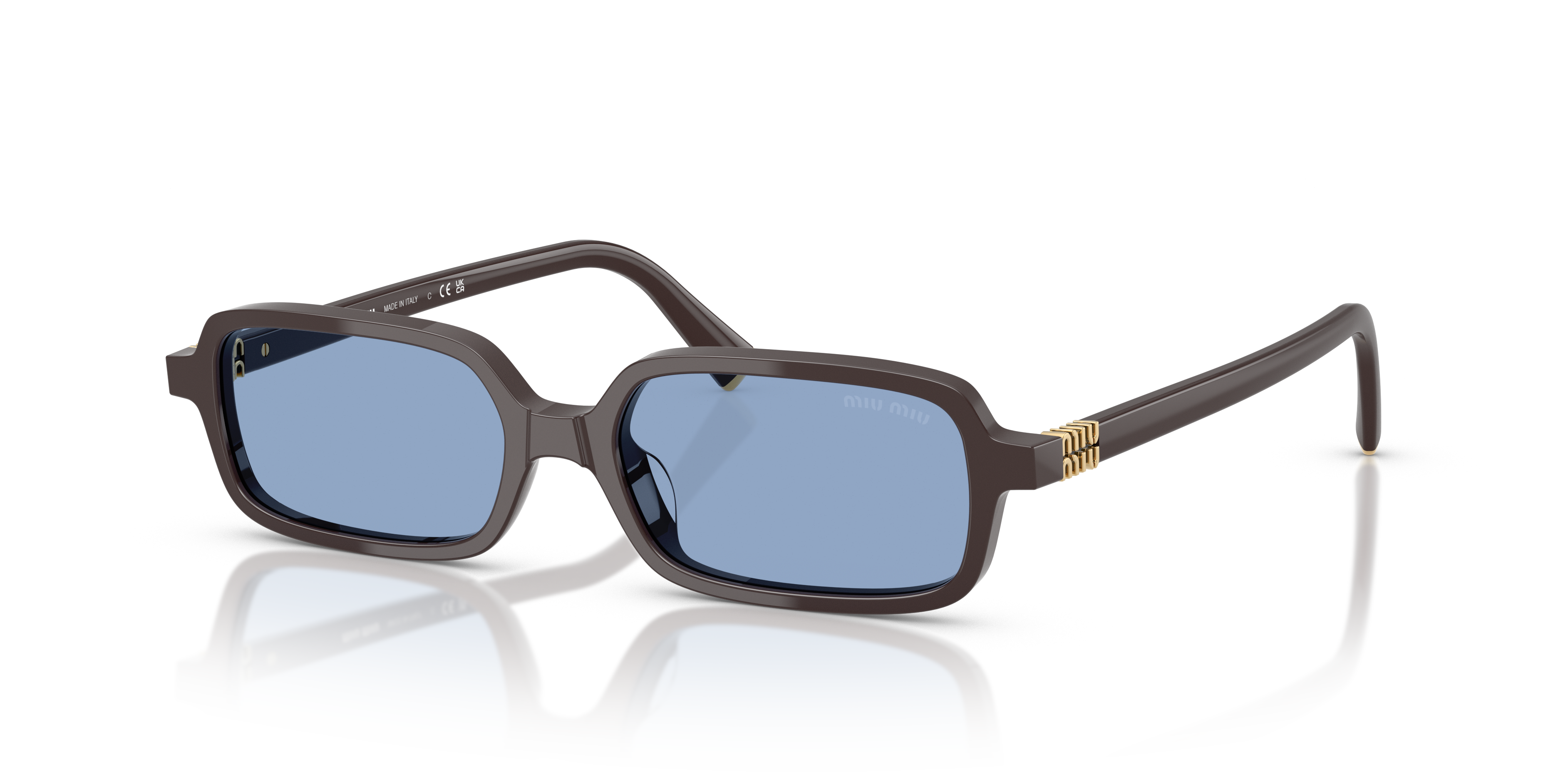 Miu Miu MU 11ZS S (51 - 16) with Blue lenses and Brown frame | Sunglass ...