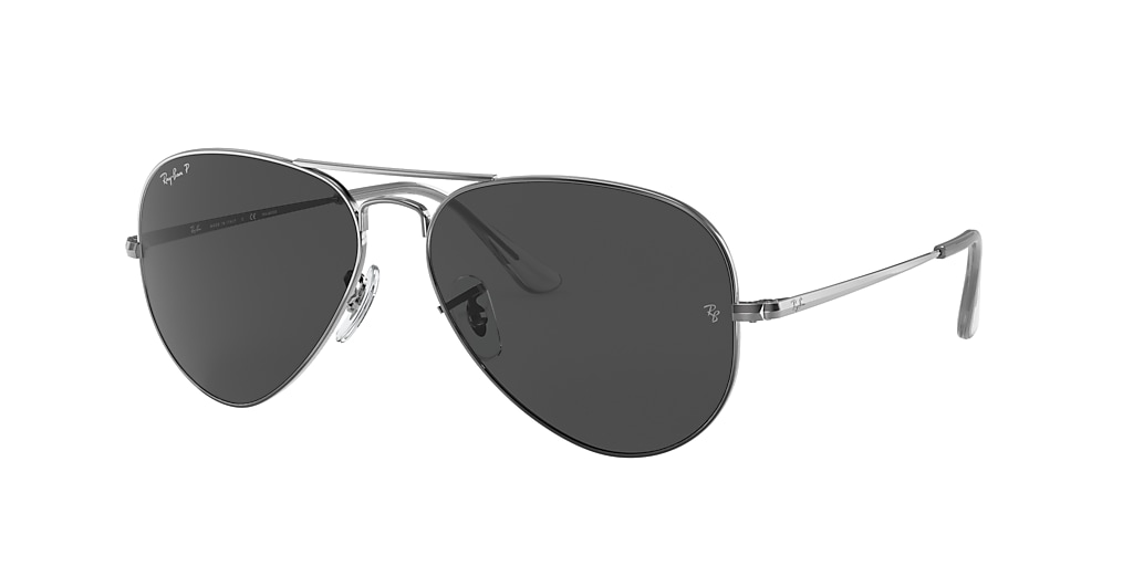 Ray-Ban RB3689 Aviator Metal II 62 Black & Gunmetal Polarized ...