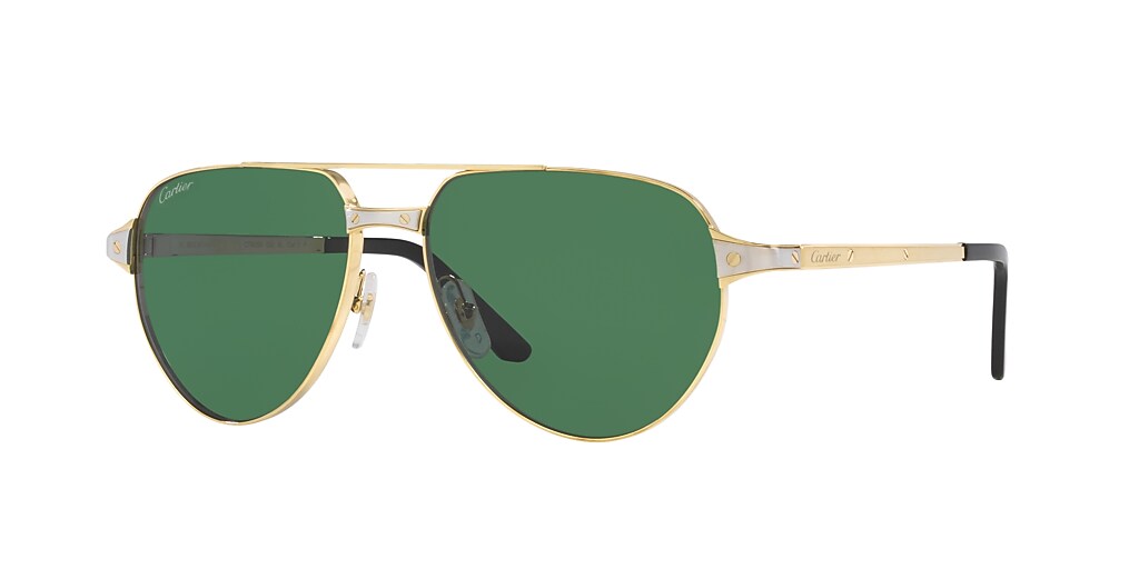 Cartier CT0425S 59 Green & Gold Polarised Sunglasses | Sunglass Hut ...