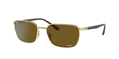 Ray-Ban RB3684CH Chromance 58 Brown & Arista Gold Polarised Sunglasses ...