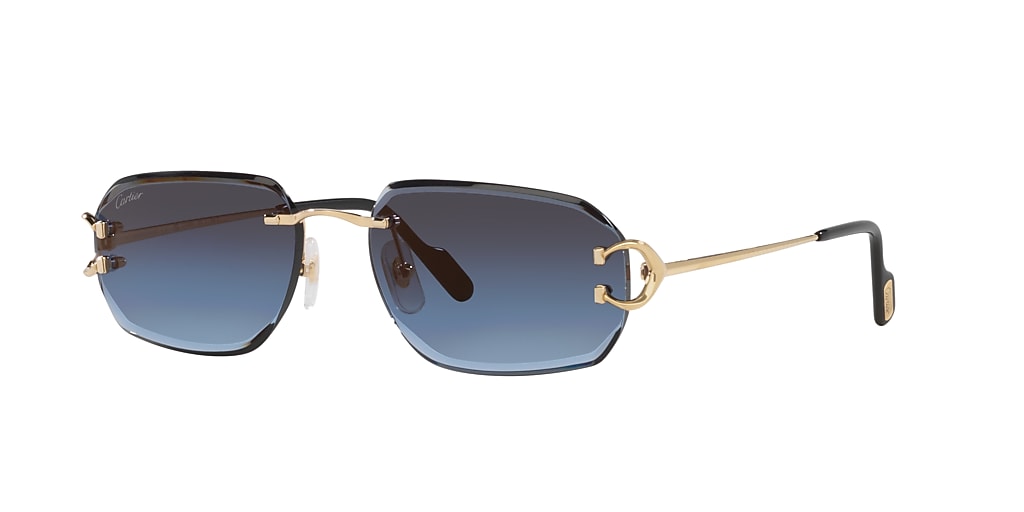 Cartier CT0468S 58 Blue & Gold Sunglasses | Sunglass Hut Australia