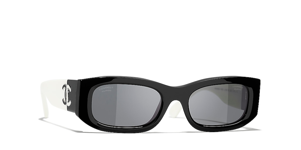Chanel Rectangle Sunglasses CH5525 52 Dark Grey & Black Polarised ...