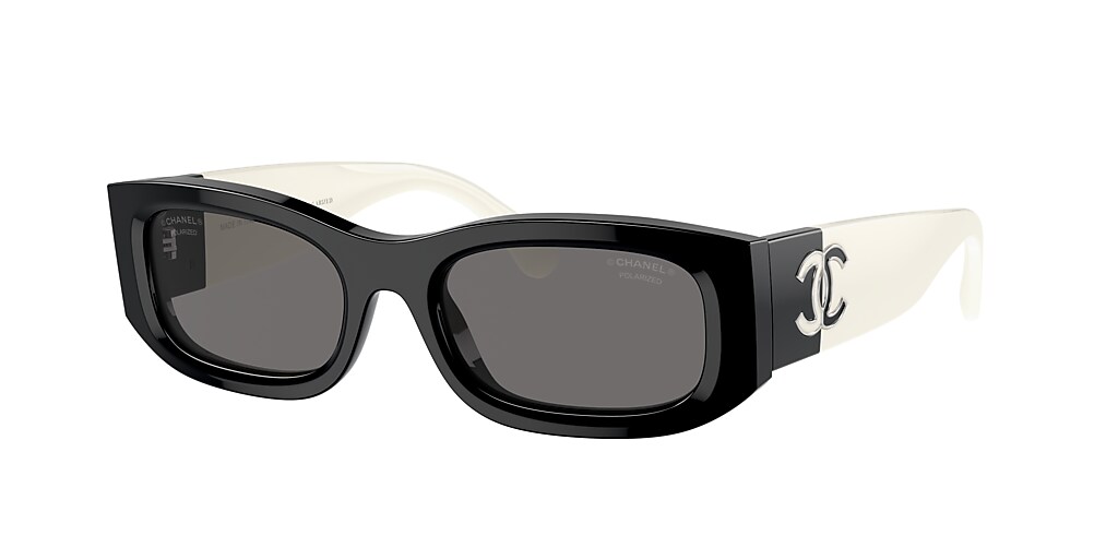 Chanel CH5525 52 Dark Grey Polarized & Black Polarised Sunglasses ...