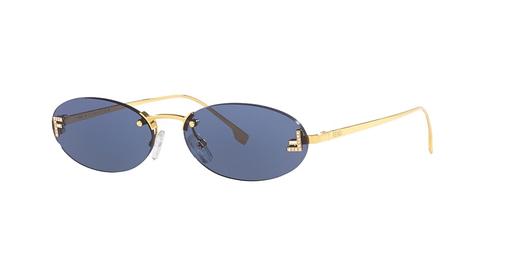 Fendi FE4075US 54 Blue & Gold Shiny Sunglasses | Sunglass Hut USA