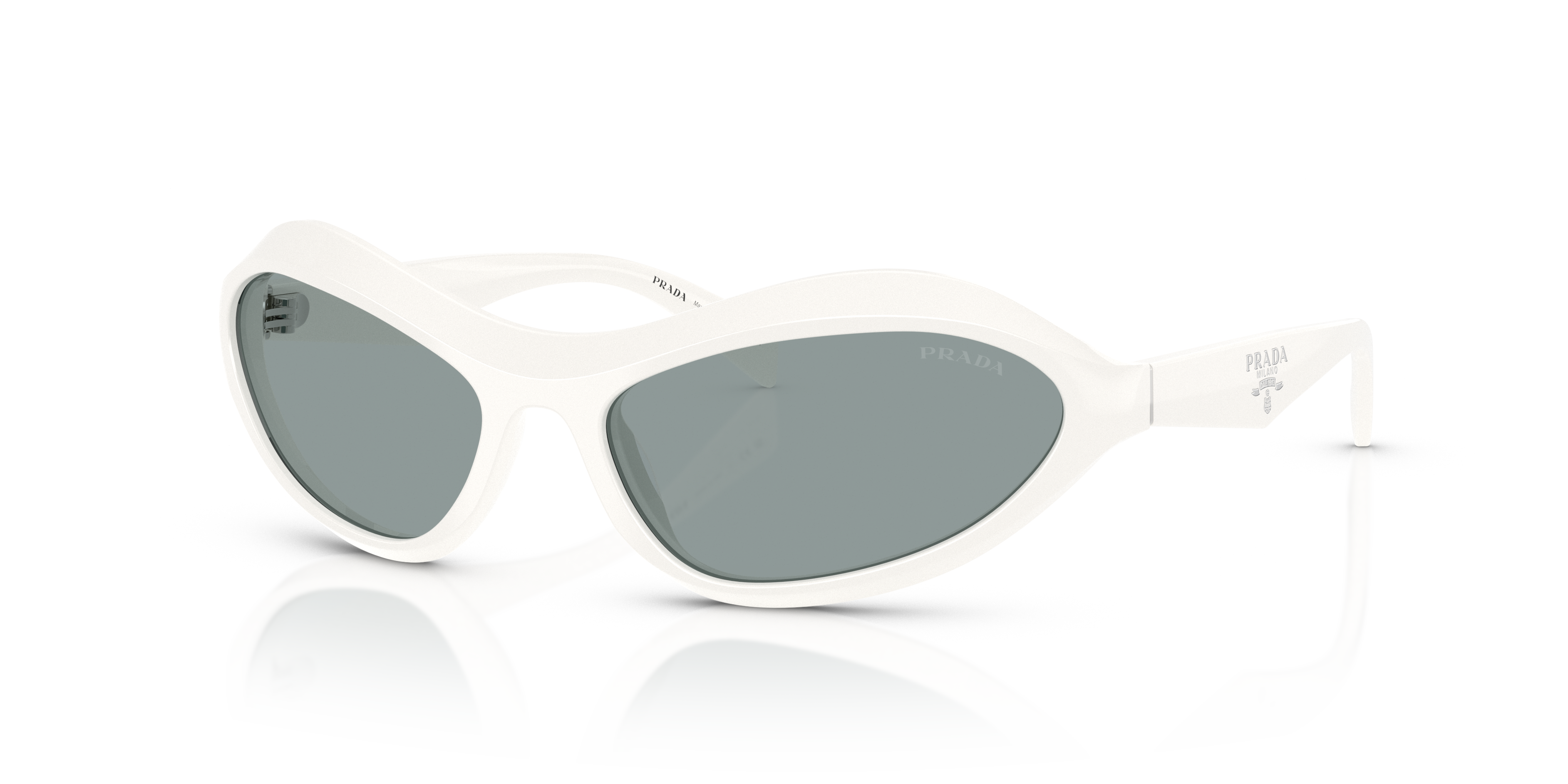 Prada PR A20S M (61 - 17) mit Grau Gläsern und Weiß Gestell | Sunglass Hut®