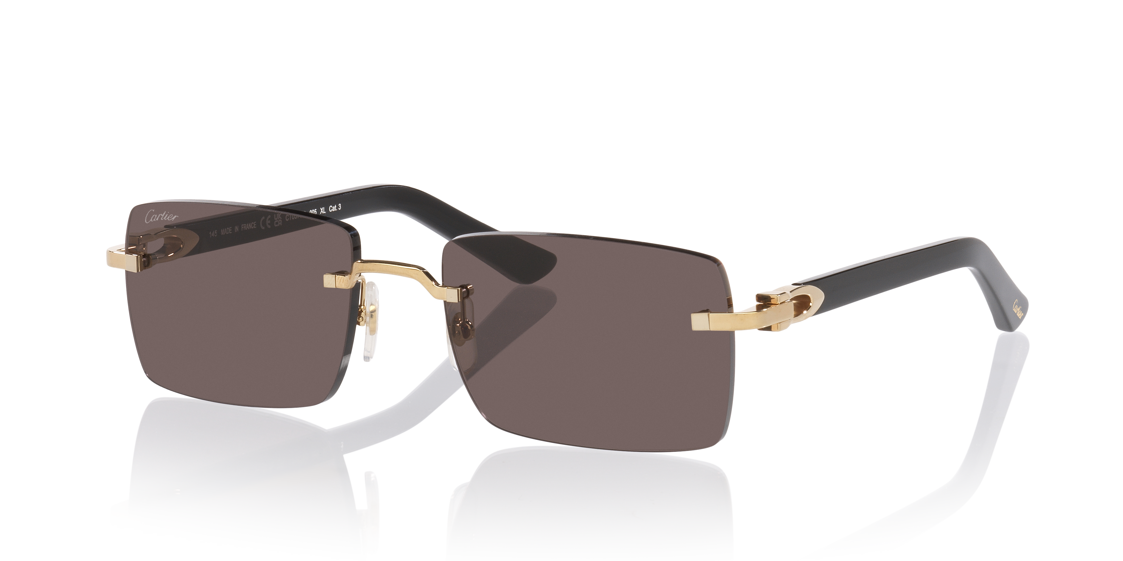 Cartier CT0579S L (55 - 19) avec Verres Gris et Monture Or | Sunglass Hut®