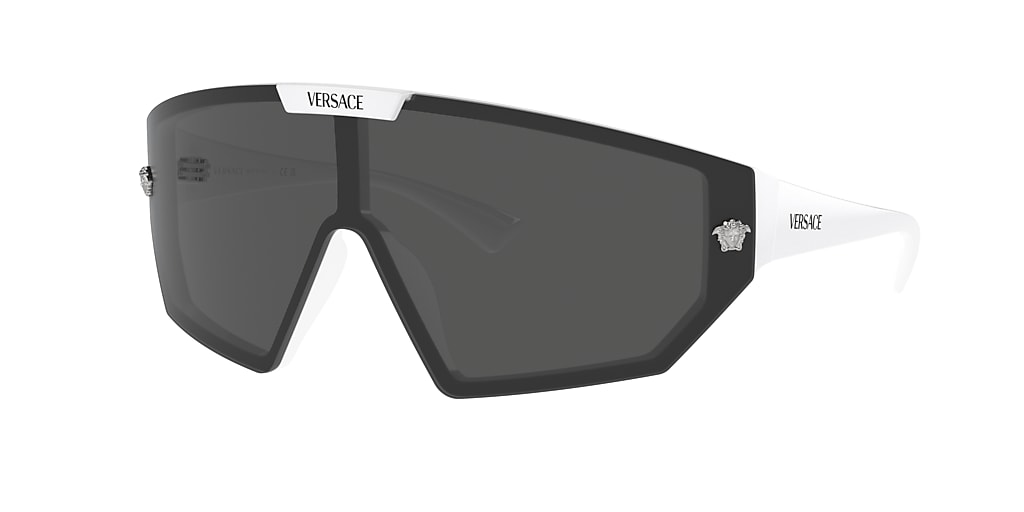 Versace VE4461 01 Dark Grey/Mirror Silver & White Sunglasses | Sunglass ...