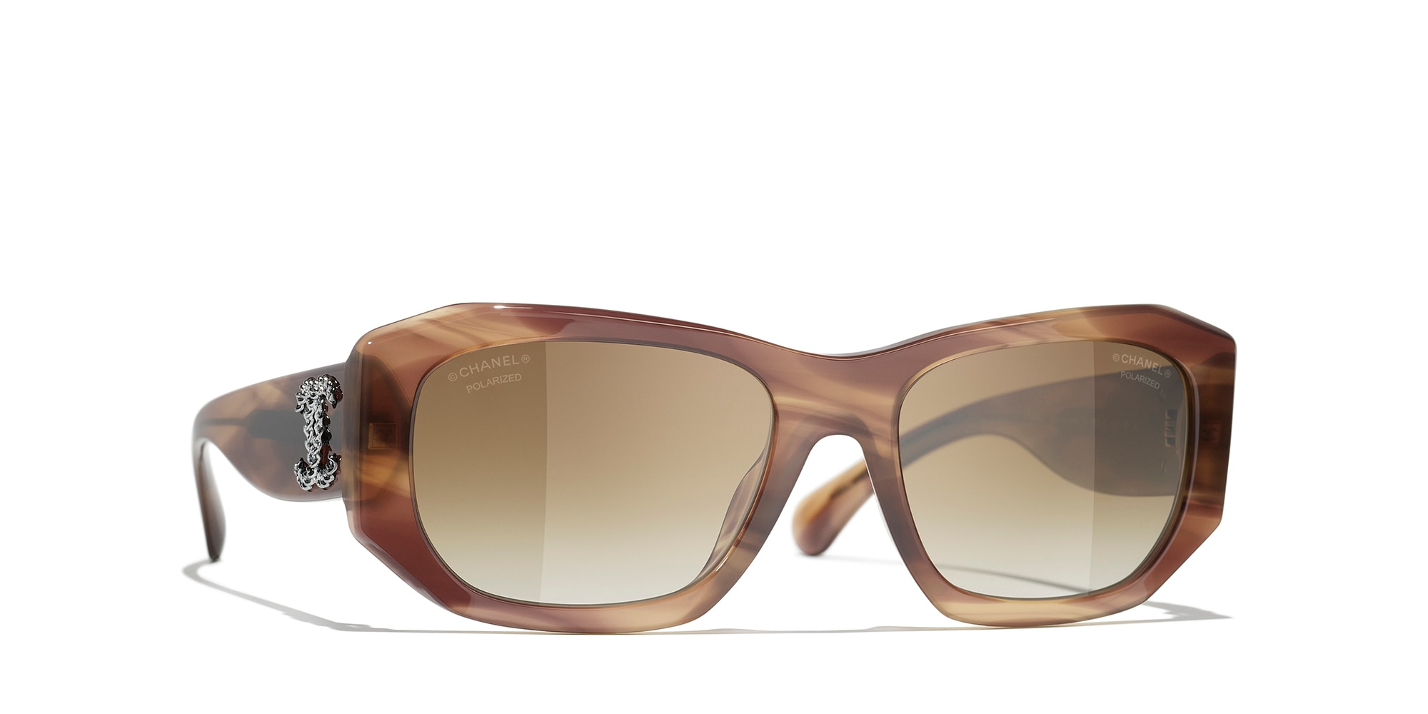 Chanel Rectangle Sunglasses CH5554A M (55 - 18) with Brown lenses and ...