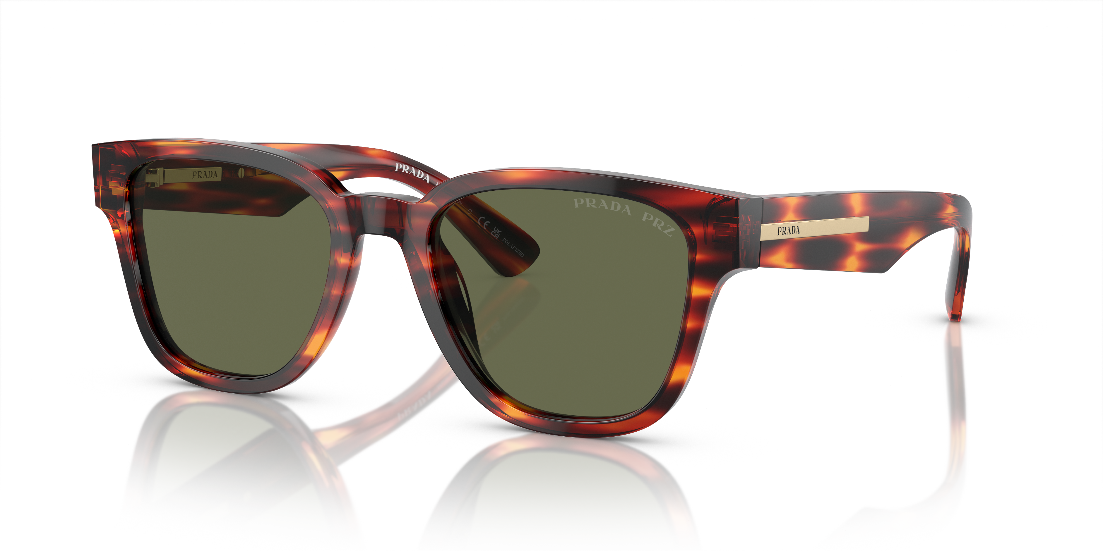Prada PR A04S M (52 - 20) con Cristales Verde y Montura Rojo | Sunglass ...
