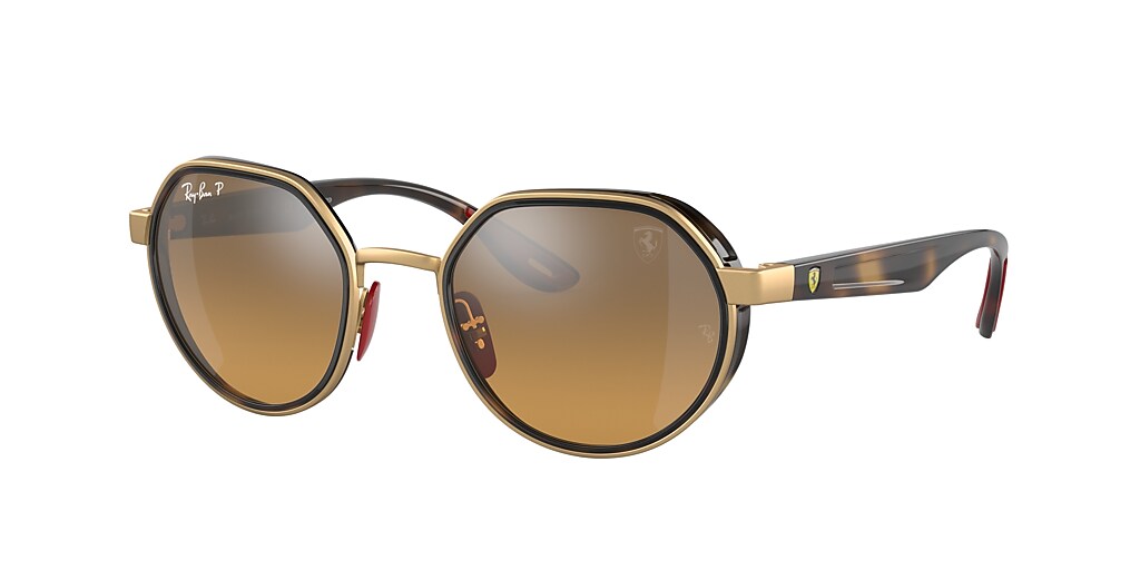 Ray-Ban RB3703M Scuderia Ferrari Collection 51 Brown/Grey & Gold ...
