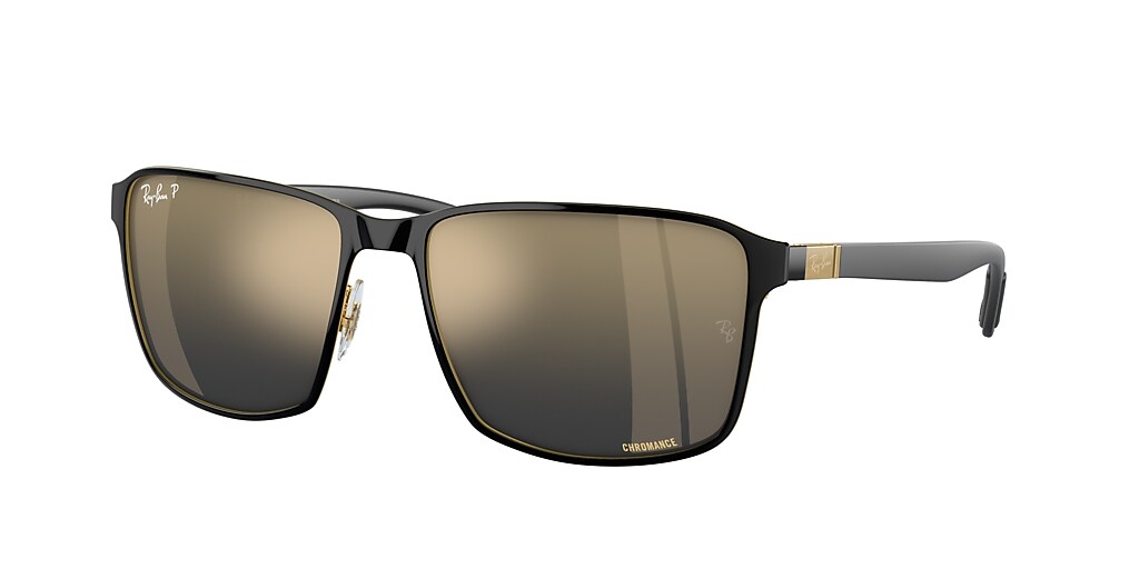 Ray-Ban RB3721CH Chromance 59 Blue/Gold & Black On Gold Polarized ...