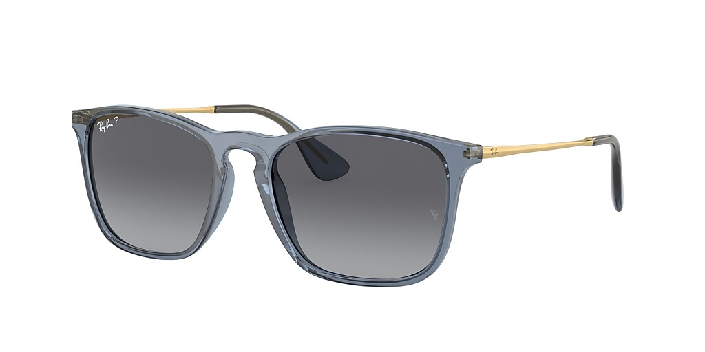 Ray-Ban RB4187 Chris 54 Grey & Transparent Blue Polarized Sunglasses ...