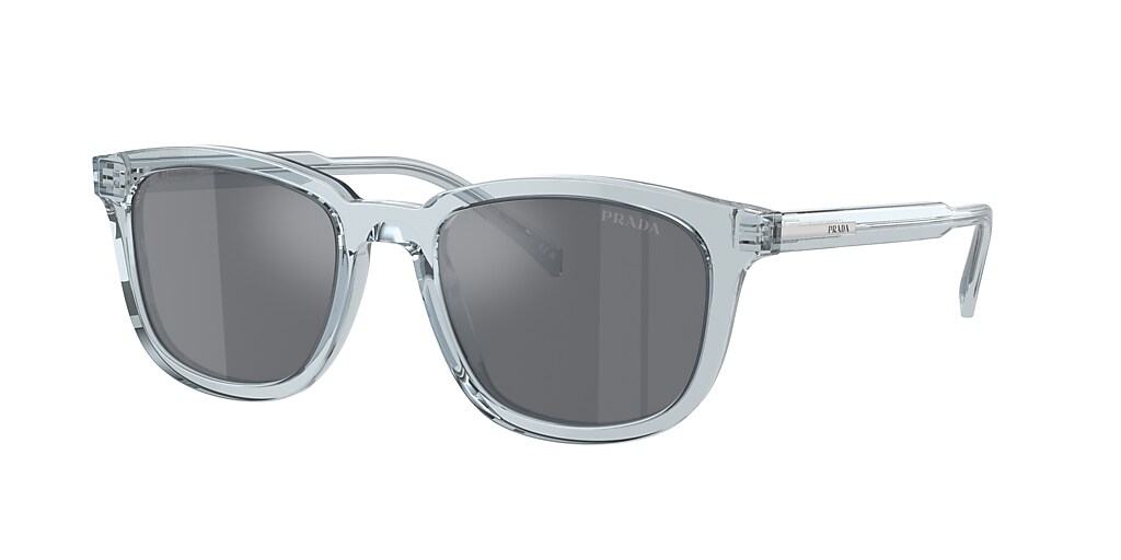 Prada PR A21S 53 Dark Grey Flash Silver & Transparent Azure Sunglasses ...