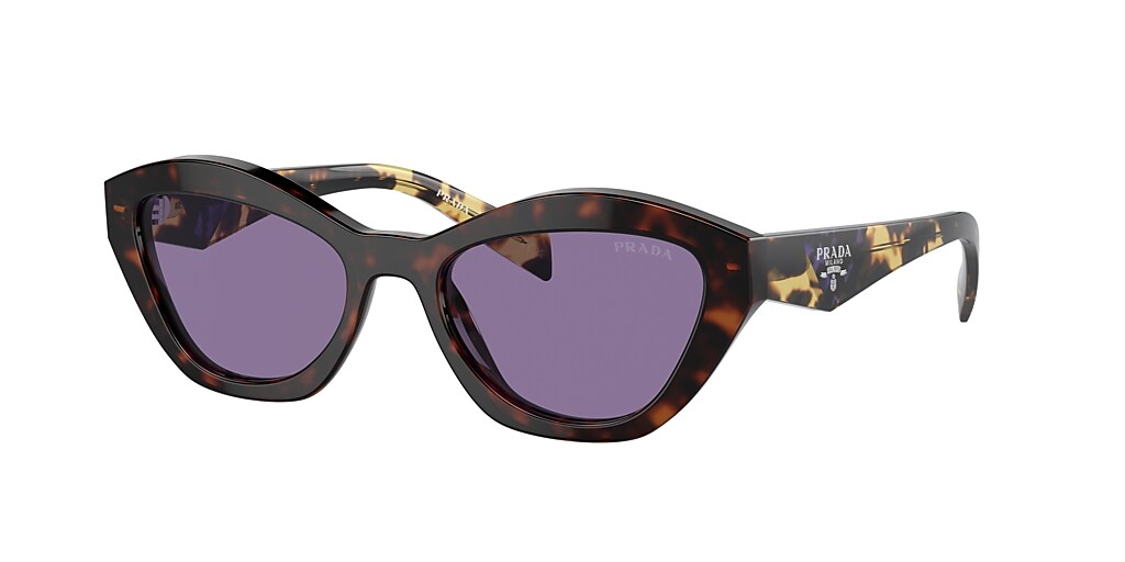 Prada PR A02SF 55 Violet Mirror Internal Silver & Havana Sunglasses ...