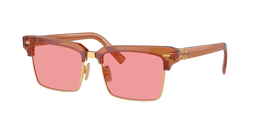 Miu Miu MU 10ZS 54 Pink & Caramel Trasparent Sunglasses | Sunglass Hut USA
