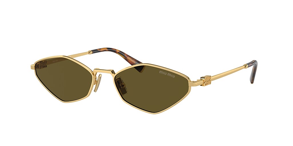Miu Miu MU 56ZS 56 Dark Brown & Gold Sunglasses | Sunglass Hut USA