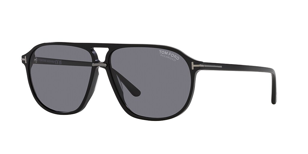 Tom Ford Bruce 61 Grey Polarized & Shiny Black Polarised Sunglasses ...