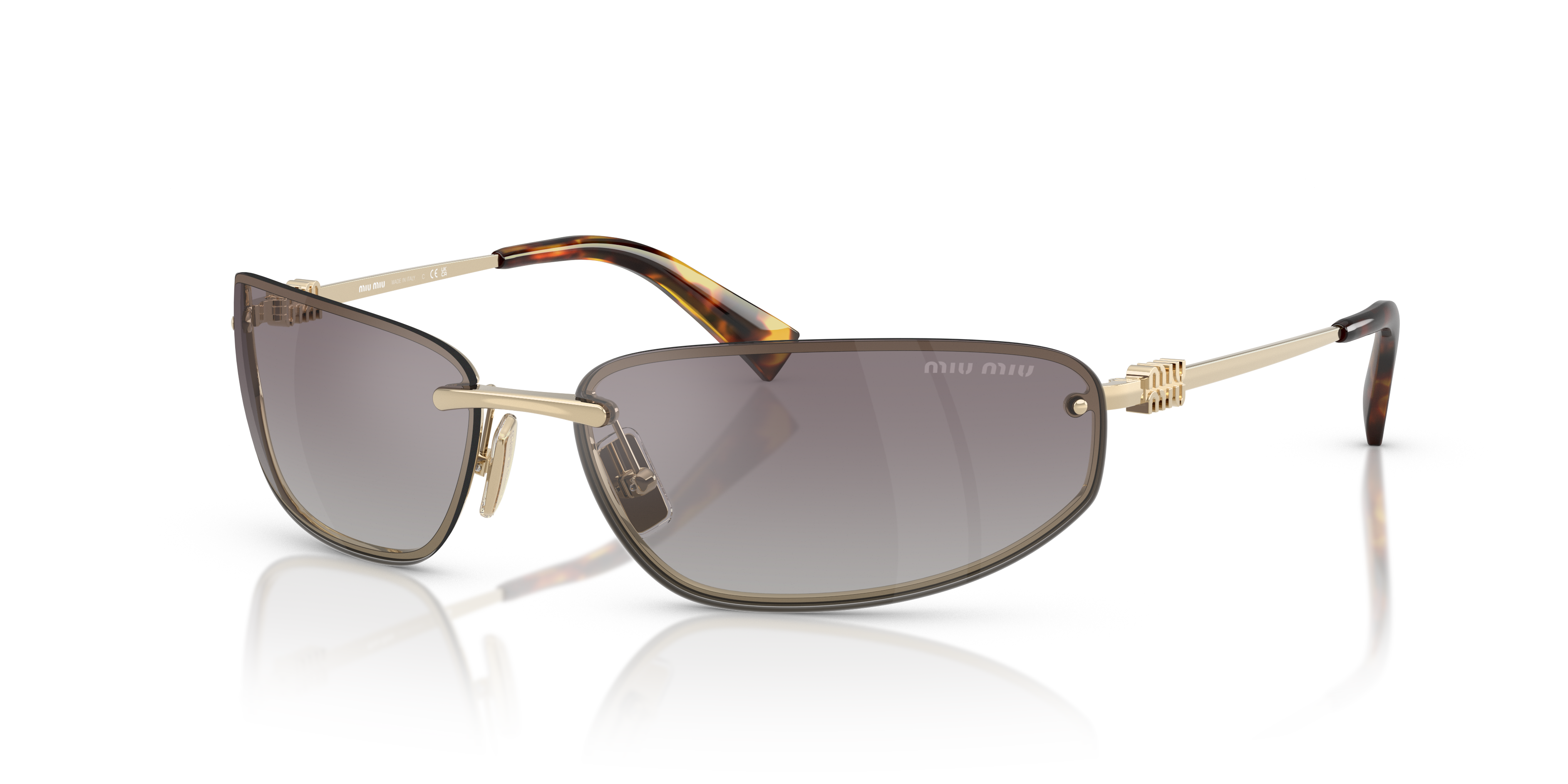 Miu Miu MU A50S L (69 - 15) con Cristales Azul y Montura Oro | Sunglass ...