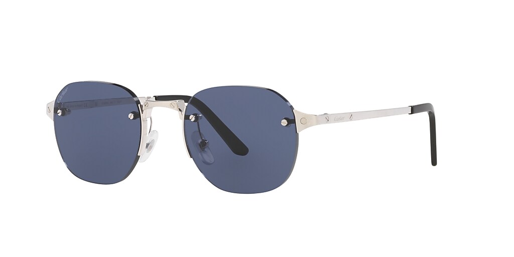 Cartier CT0459S 51 Blue & Silver Sunglasses | Sunglass Hut Australia