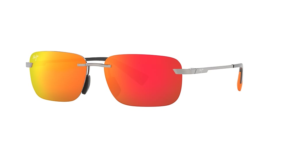 Maui Jim Lanakila 59 Red Mir Pol & Silver Shiny Polarized Sunglasses ...