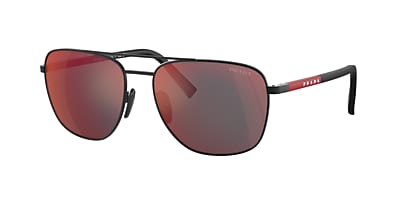 Prada Linea Rossa PS 54ZS 60 Dark Grey Mirror Blue/Red & Rubbered Black ...